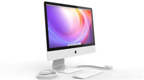 충분한 복사 공간이 있는 흰색 배경에 빈 화면이 있는 3d 렌더링의 Imac 디자인이 있는 컴퓨터 모니터 컴퓨터 Pc 데스크탑 컴퓨터 건반 배경 일러스트 및 사진 무료