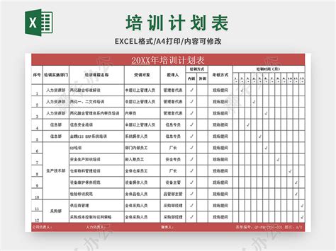 常用年培训计划表excel模板 椰子办公