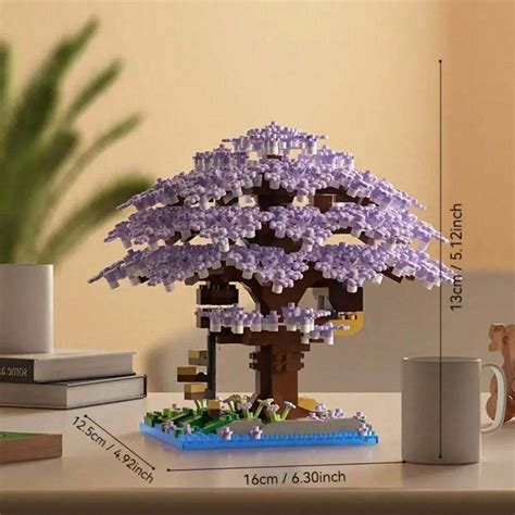 Sakura Flower House Upgraded Pink Sakura Tree House Building Block Set Holiday T For