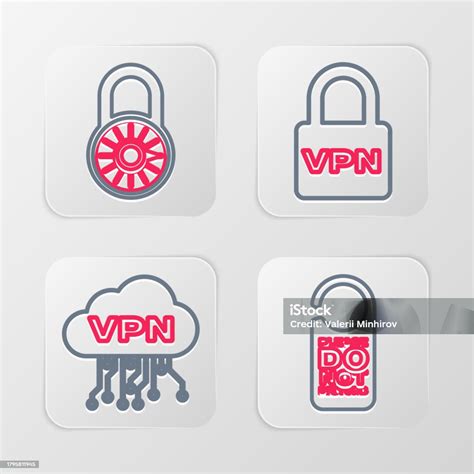 회선 방해 금지 설정 Cloud Vpn 인터페이스 잠금 및 안전 조합 잠금 휠 아이콘 벡터 Vpn에 대한 스톡 벡터 아트 및