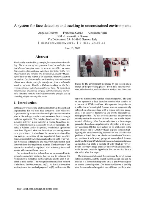 Pdf A System For Face Detection And Tracking In Unconstrained