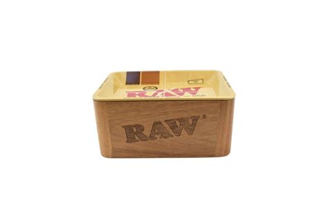 RAW Wooden Cache Box Mini Magnetic Tray Lid Perfect Storage Stonedoos