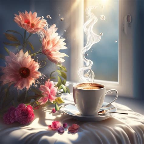 Утро кофе цветы Coffee Morning Flowers Кофе Цветы Чашка