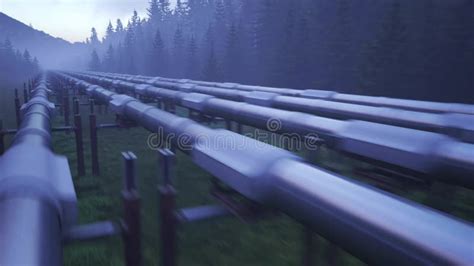 A Pipeline Running Through Forest Clearance Transport Fuel Over Long Distances Stock Footage