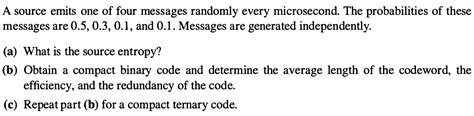 solved a source emits one of four messages randomly every