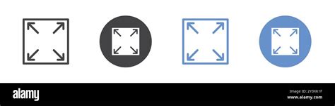 Expand Icon Vector Symbol Or Sign Set Collection In Black And White Outline Stock Vector Image