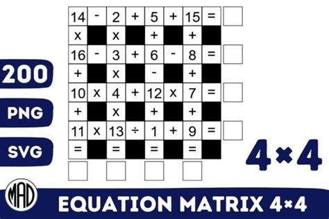 Equation Matrix Easy Mode 44 Grid Graphic By Marina Art Design Creative Fabrica