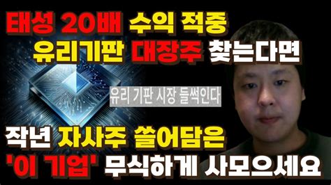 태성 20배 수익 적중 유리기판 대장주 찾는다면 작년 자사주 쓸어담은 이 기업 무식하게 사 모으세요 유리기판대장주유리기판관련주유리기판수혜주에프엔에스테크 Youtube