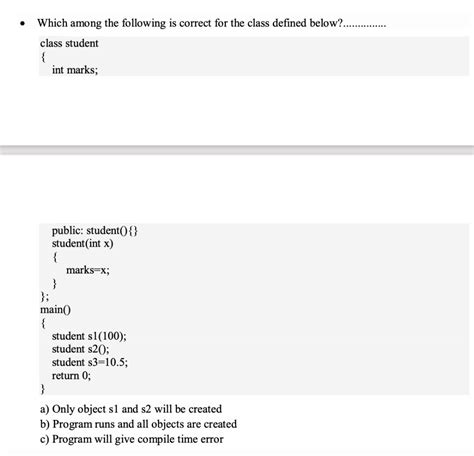 Solved 5 Which Syntax For Class Definition Is