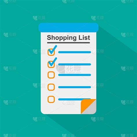 购物清单图标孤立的背景。矢量插图。