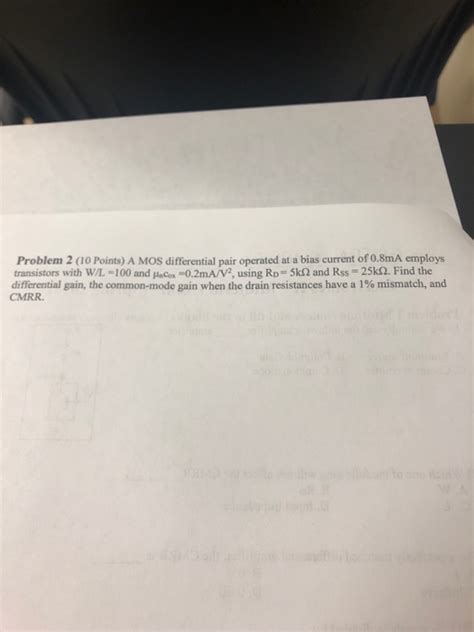 Solved Problem Points A MOS Differential Pair Chegg Com