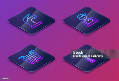 등분성 라인 워터 탭 필터 배관공 및 화장실 브러시를 설정합니다 파란색 정사각형 버튼 벡터 3차원 형태에 대한 스톡 벡터 아트 및 기타 이미지 Istock