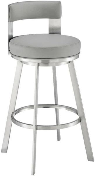 Armen Living Flynn Brushed Stainless Steellight Gray 30 Bar Stool