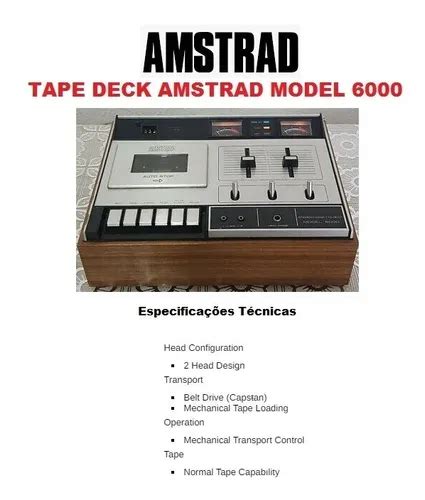 Catálogo Folder Tape Deck Amstrad Model 6000 Novo Okm Mercadolivre