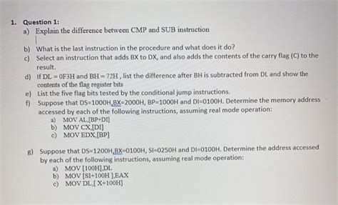 Solved 1 Question 1 A Explain The Difference Between Cmp