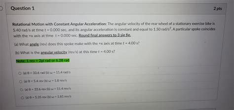 Solved Rotational Motion With Constant Angular Acceleration Chegg