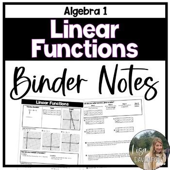 Linear Functions Binder Notes For Algebra By Lisa Davenport TPT