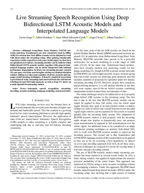 pdf optimized streaming speech recognition with lstms