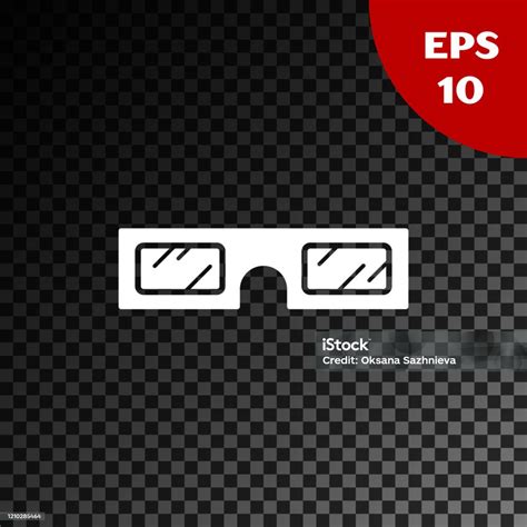 투명 한 어두운 배경에 격리 된 흰색 3d 시네마 안경 아이콘입니다 벡터 일러스트레이션 3차원 형태에 대한 스톡 벡터 아트 및 기타 이미지 3차원 형태 눈 신체 부분