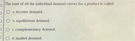 Solved The Sum Of All The Individual Demand Curves For A