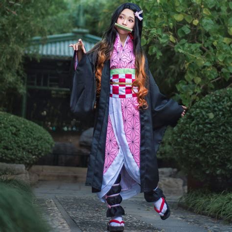 Anime Kamado Nezuko Cosplay Costume Kimono Devil Hunter Kamado Nezuko