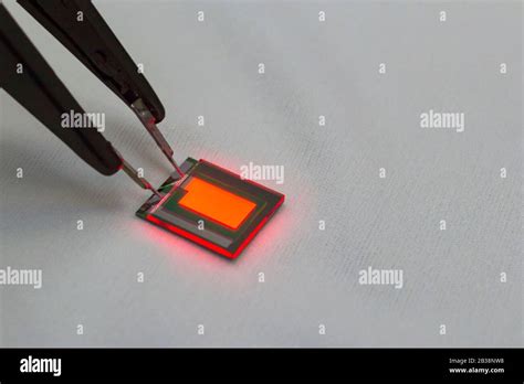 Checking Turn On Small Oled Display Of Red Color With A Probe Station