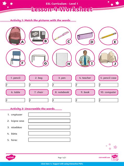 Lesson 4 Level 1 Interactive Worskheet Pdf Graphite