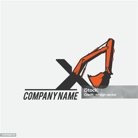 굴삭기 후자 X 로고 템플릿 벡터 건설 회사를 위한 중장비 로고 벡터 흙 파는 기계에 대한 스톡 벡터 아트 및 기타 이미지 흙 파는 기계 양동이 개발 Istock