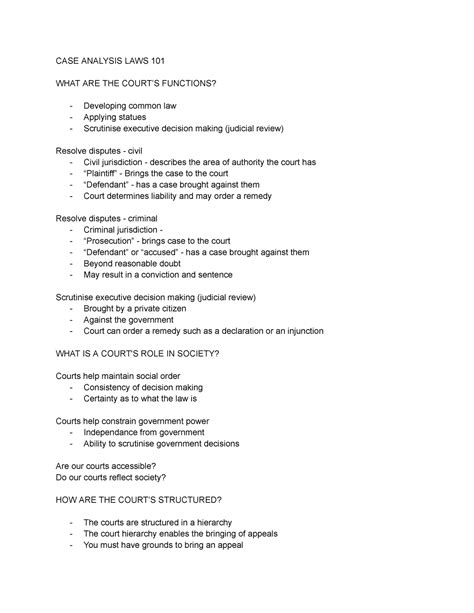 CASE Analysis LAWS 101 CASE ANALYSIS LAWS 101 WHAT ARE THE COURTS FUNCTIONS Developing
