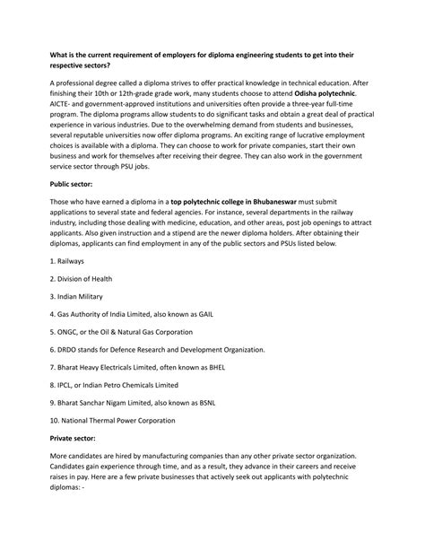 Ppt What Is The Current Requirement Of Employers For Diploma