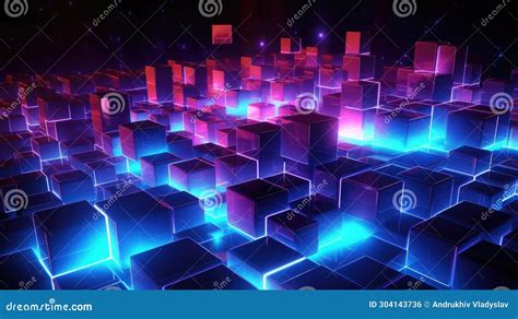 Neon Cubes Background Abstract Illustration Stock Illustration Illustration Of Fluorescent