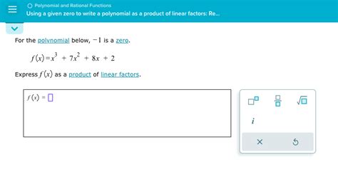 Solved Polynomial And Rational Functions Using A Given Zero