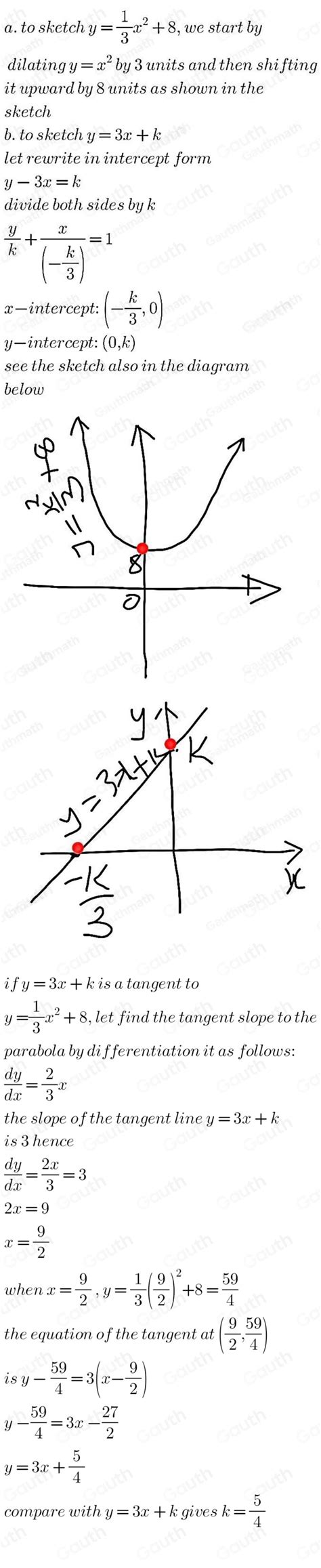 solved the curve c has equation y 1 3 x 2 8 the line l has equation