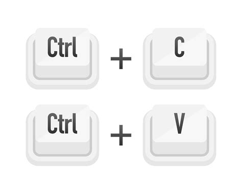 Ctrl Plus C And Ctrl Plus V White 3d Button On White Background