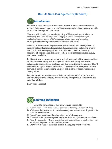 Unit 4 Data Management Lessons 1 4 Pdf