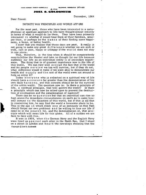 Infinite Way Principles And World Affairs Pdf