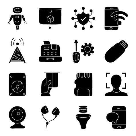 Set Of Techno Solid Icons 46372941 Vector Art At Vecteezy