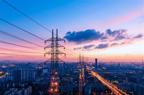 A Smart Grid Illuminated With Renewable Energy Representing Advancements In Sustainable Energy