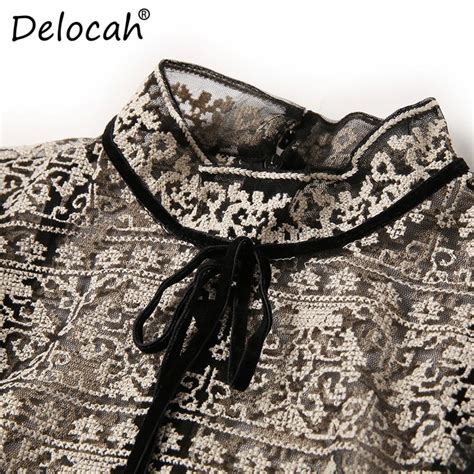 Delocah модное осеннее Черное мини платье для подиума женские сетчатые платья с длинными