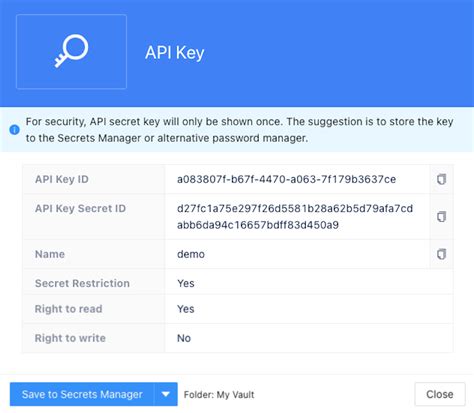 create secrets api key