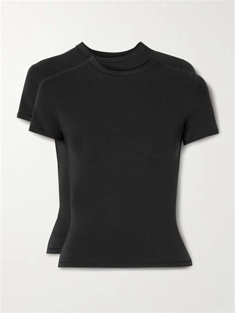 Skims Set Of Two Stretch Cotton Jersey T Shirts Soot Net A Porter