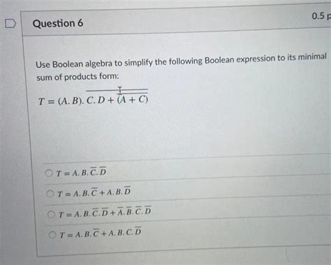solved question 4 0 what is the minimal i e simplest