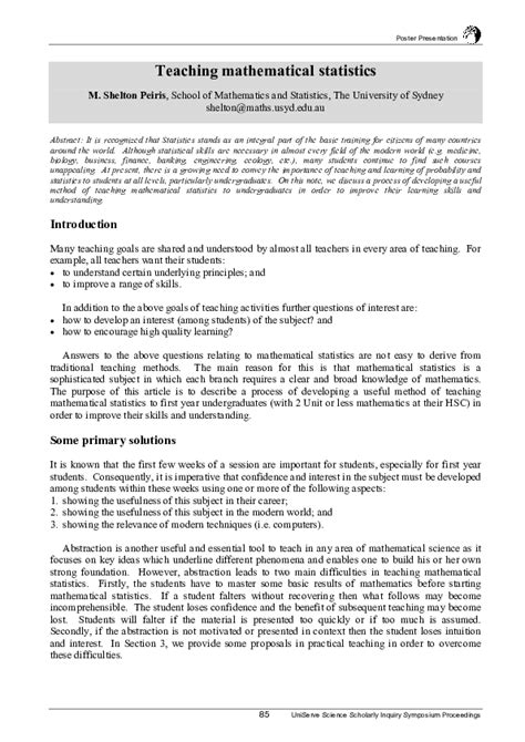 Pdf Teaching Mathematical Statistics