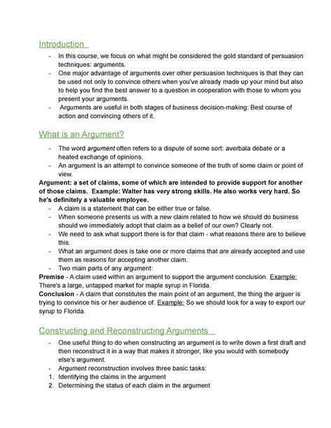Week 3 Argument Diagrams Introduction In This Course We Focus On What Might Be Considered The