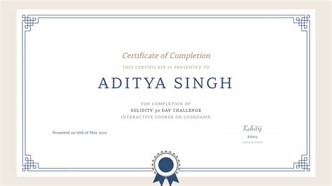Aditya Singhs Certification For Solidity 30 Day Challenge Codedamn