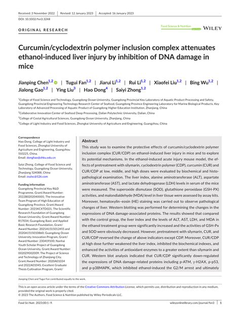Pdf Curcumincyclodextrin Polymer Inclusion Complex Attenuates