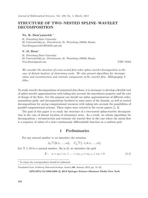 Pdf Structure Of Twonested Splinewavelet Decomposition Dokumentips