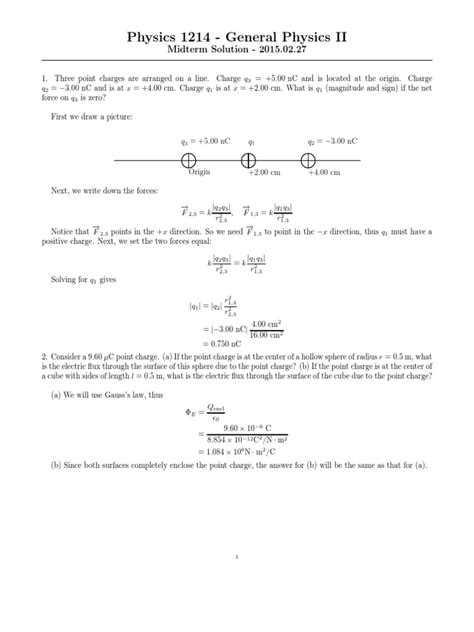 Phys 1214 Spring 2015 Midterm Solutions Pdf Capacitor Voltage