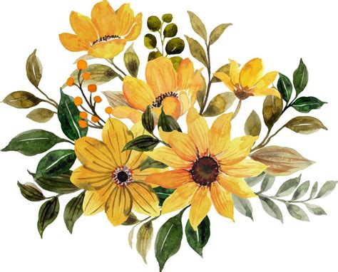 Yellow Watercolor Flower Vector Art Icons And Graphics For Free Download