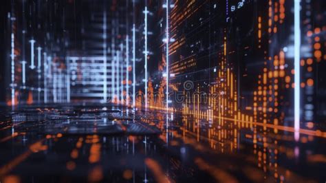 Abstract Digital Landscape With Glowing Lines And Patterns Ideal For Technology Data